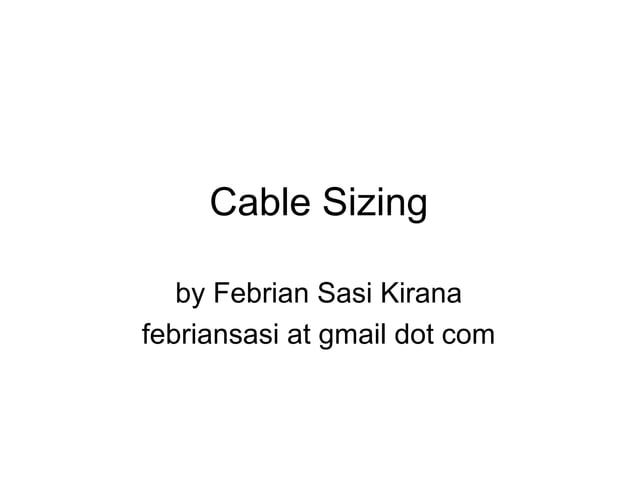 Cable sizing in ETAP | PPT