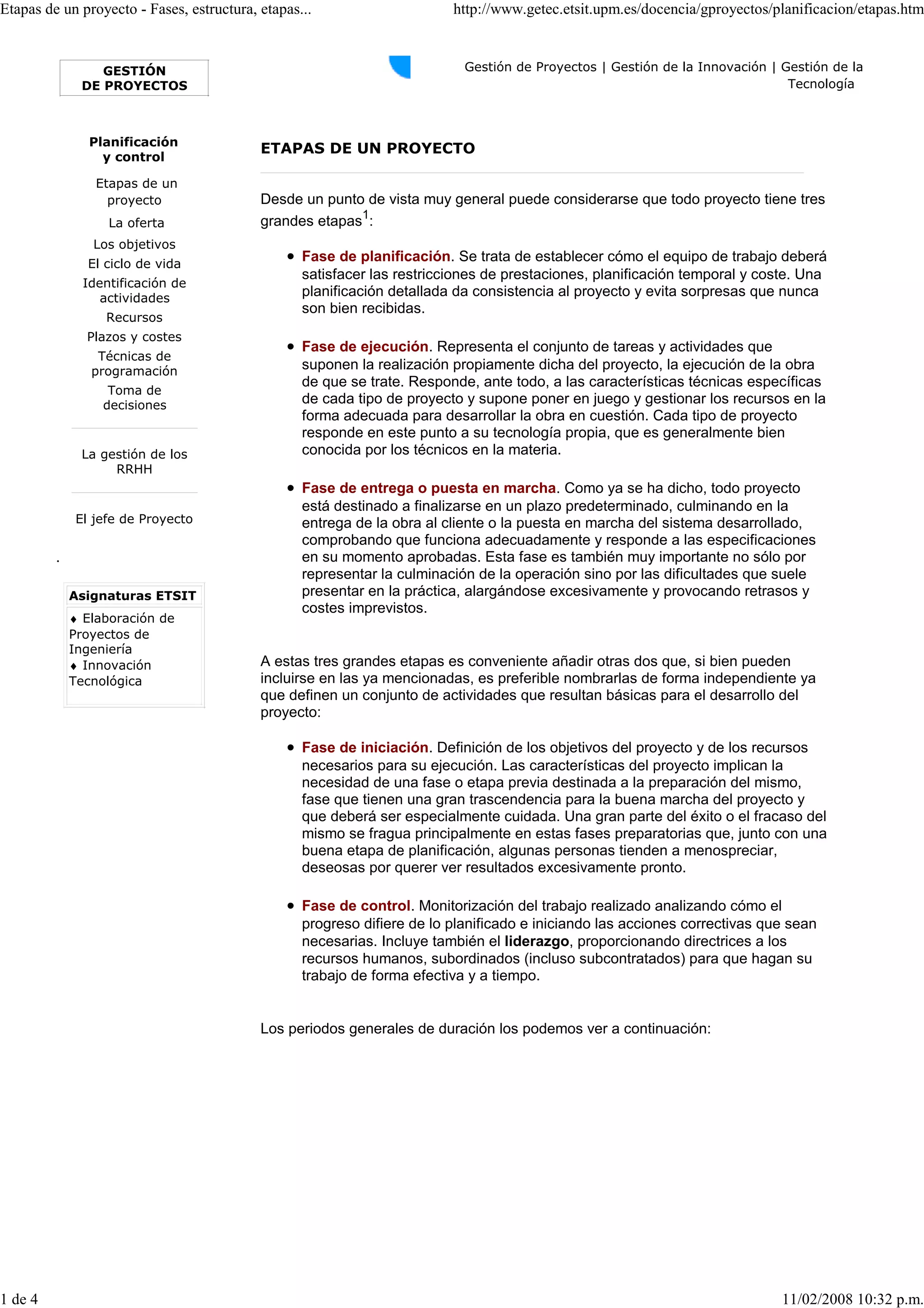 Etapas De Un Proyecto Fases, Estructura, Etapas... | PDF