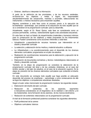 Etapas del desarrollo curricular | DOCX