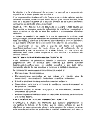 Etapas del desarrollo curricular | DOCX