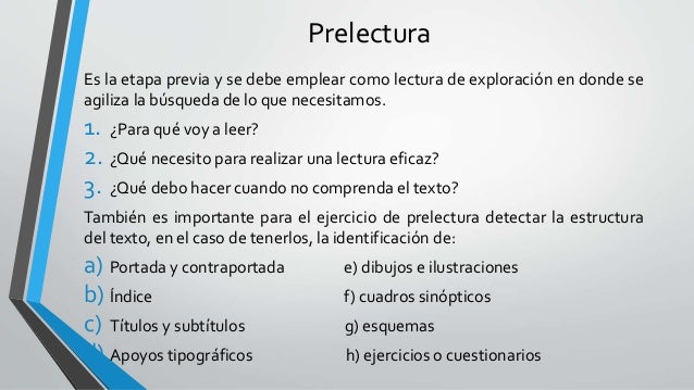 Etapas del proceso de lectura