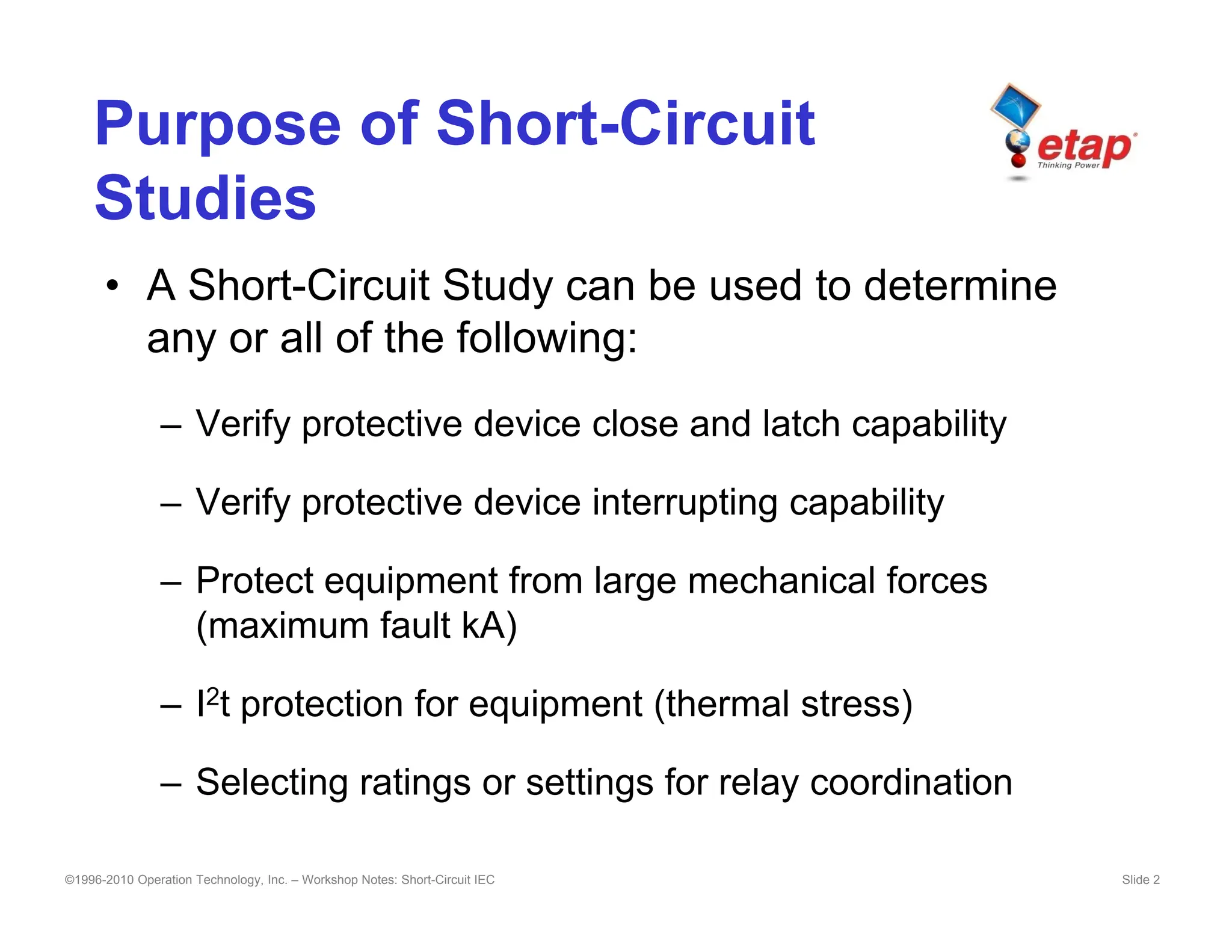 ETAP Short Circuit Study for power system | PDF