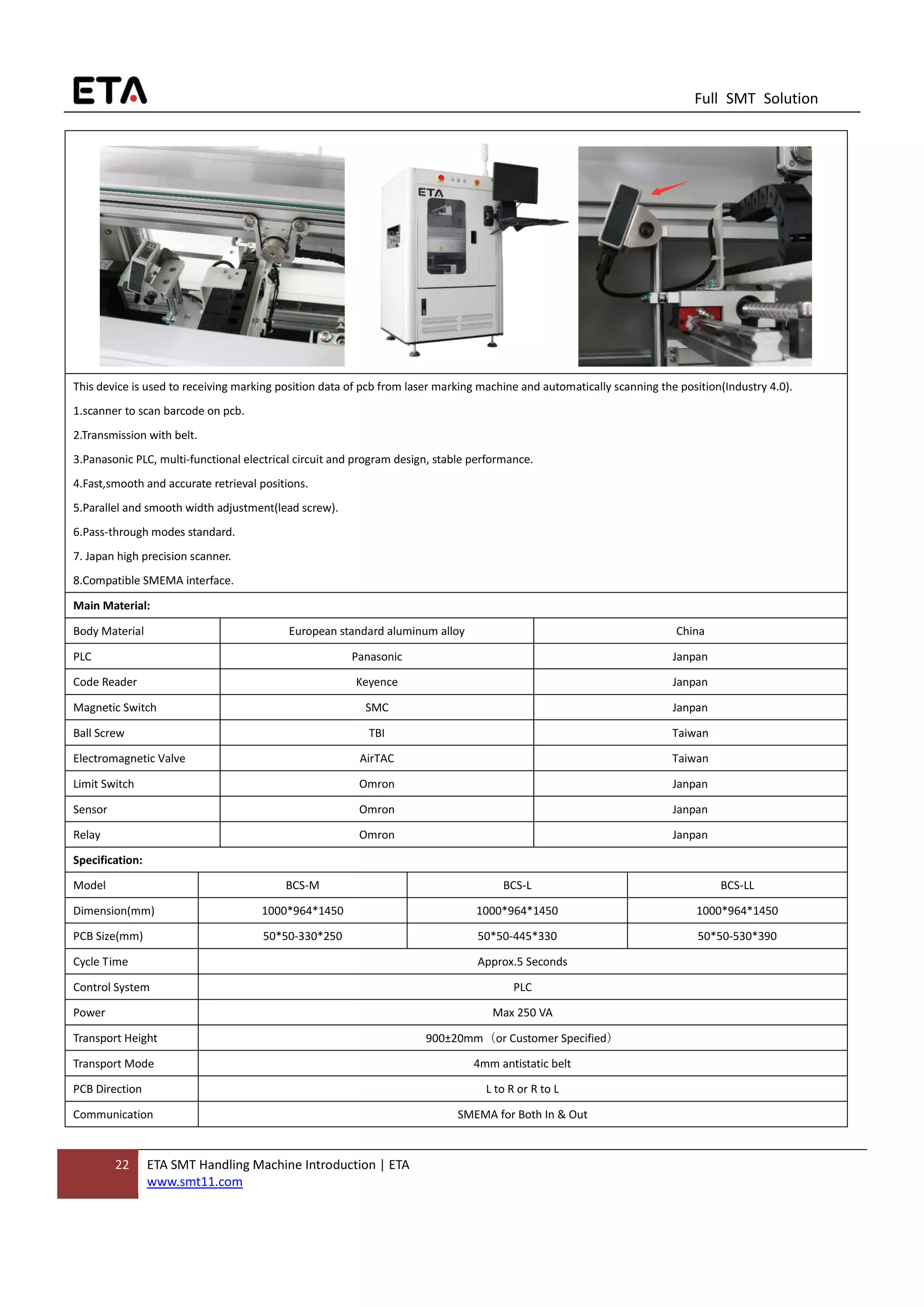 ETA High-end SMT PCB Handling Machine for SMT Production Line | PDF