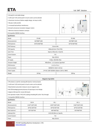 ETA High-end SMT PCB Handling Machine for SMT Production Line | PDF
