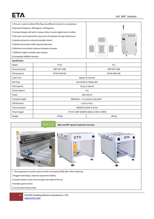 ETA High-end SMT PCB Handling Machine for SMT Production Line | PDF ...
