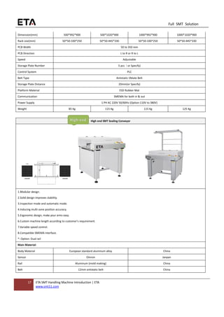 ETA High-end SMT PCB Handling Machine for SMT Production Line | PDF