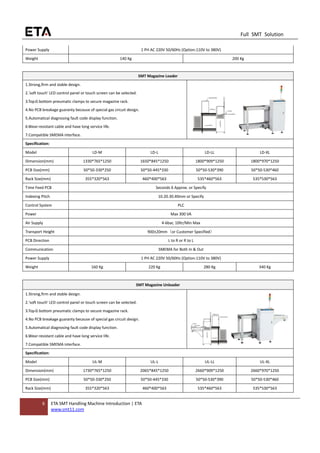 ETA High-end SMT PCB Handling Machine for SMT Production Line | PDF