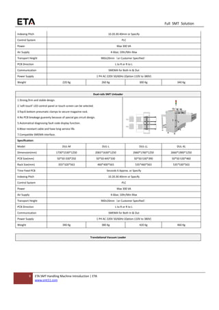 ETA High-end SMT PCB Handling Machine for SMT Production Line | PDF