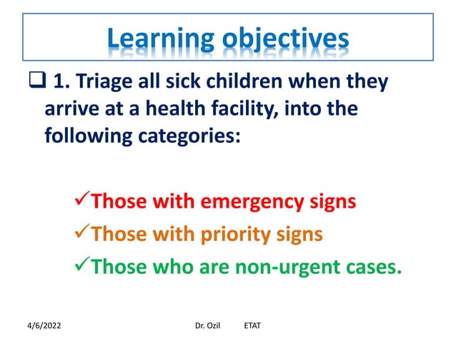 Emergency Triage Assessment and Treatment (WHO ETAT ) DR. OZIL | PPSX ...