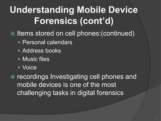 Mobile Forensics | PPTX | Smartphones | Consumer Electronics