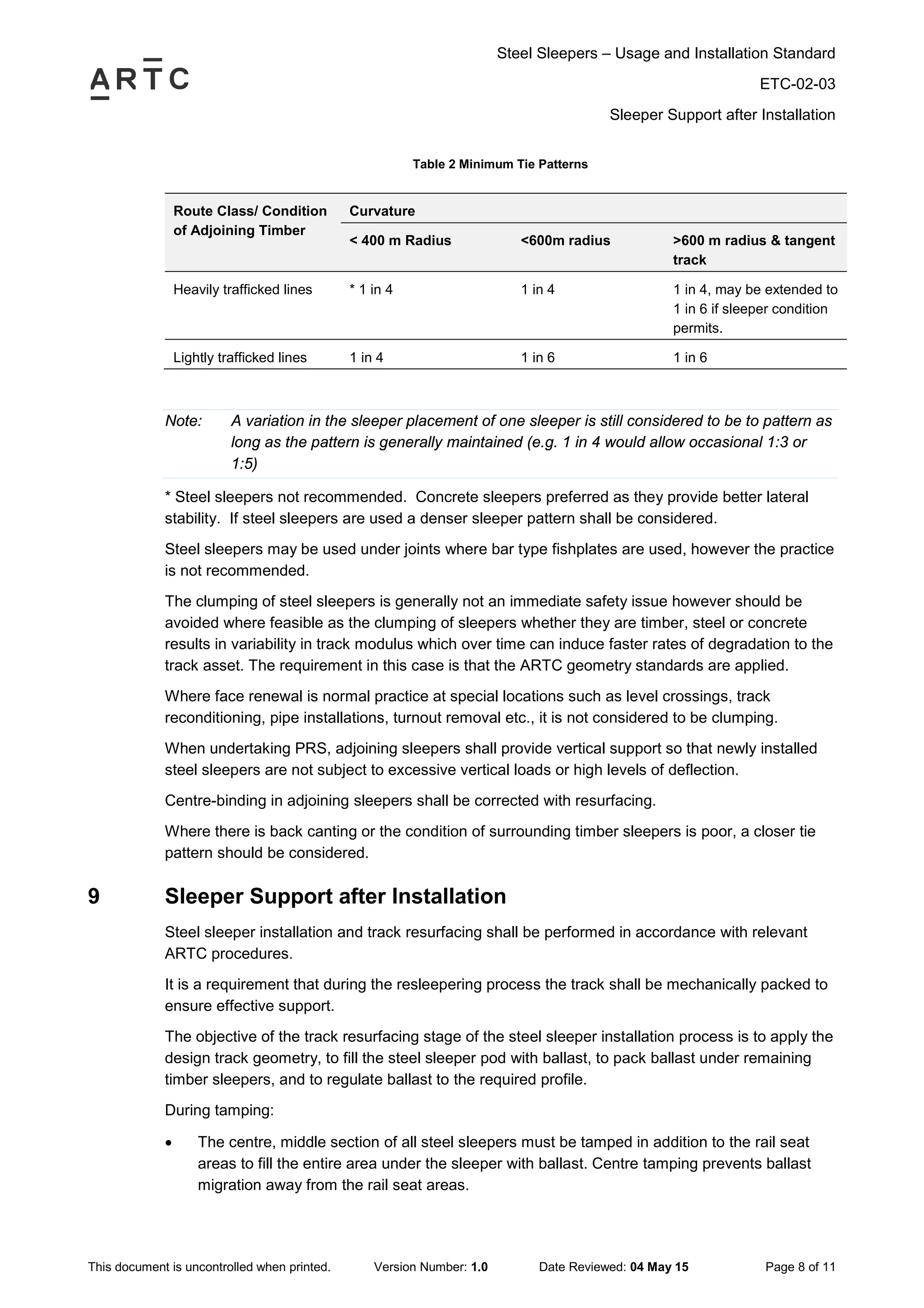 Etc 02-03 - steel sleepers installation standard | PDF | Rail Travel ...
