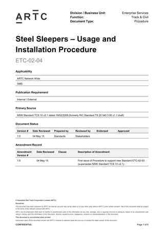 Etc 02-04 - steel sleepers installation procedure | PDF