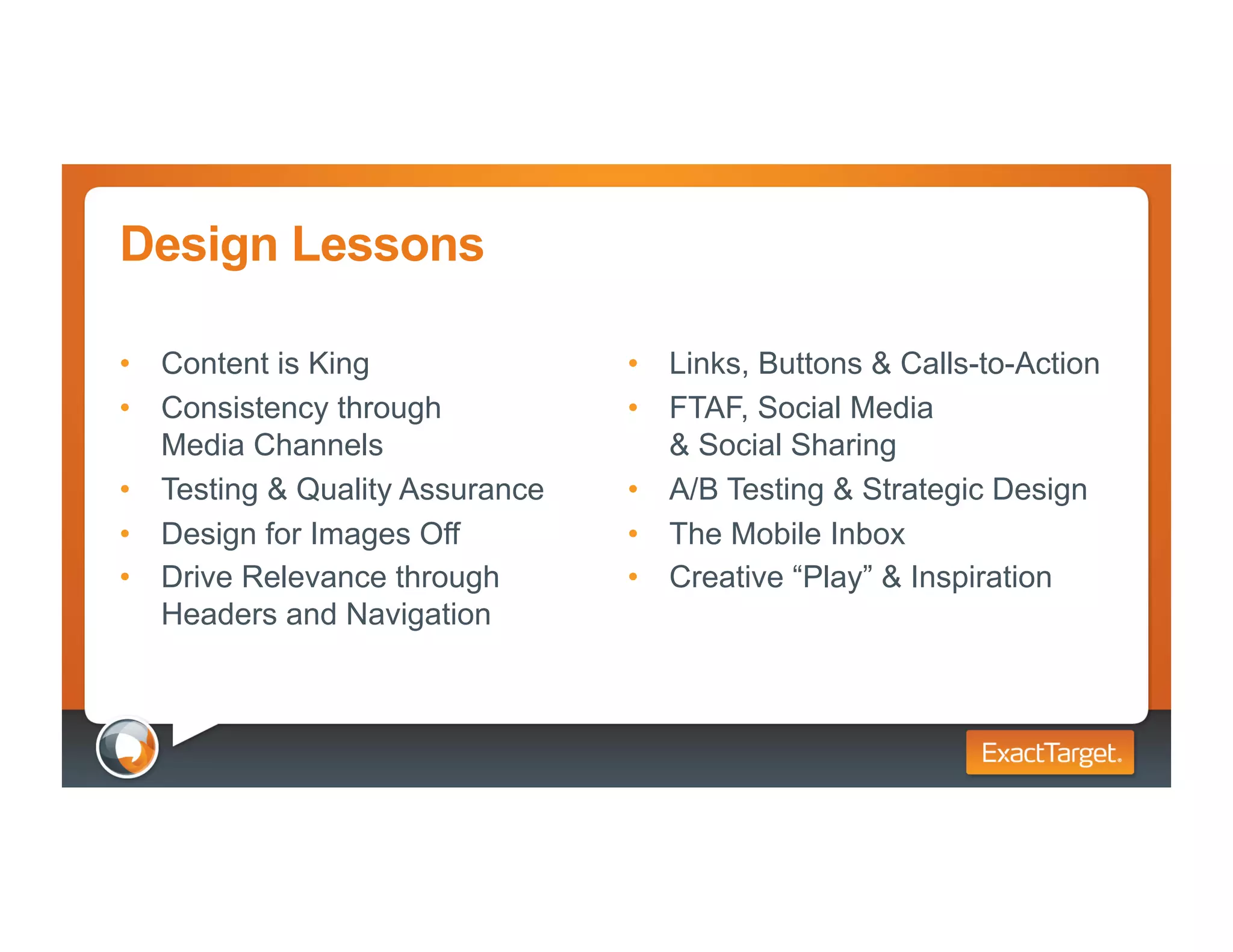ExactTarget Connections 2010 - The Top 10 Design Lessons of 2010 | PPT