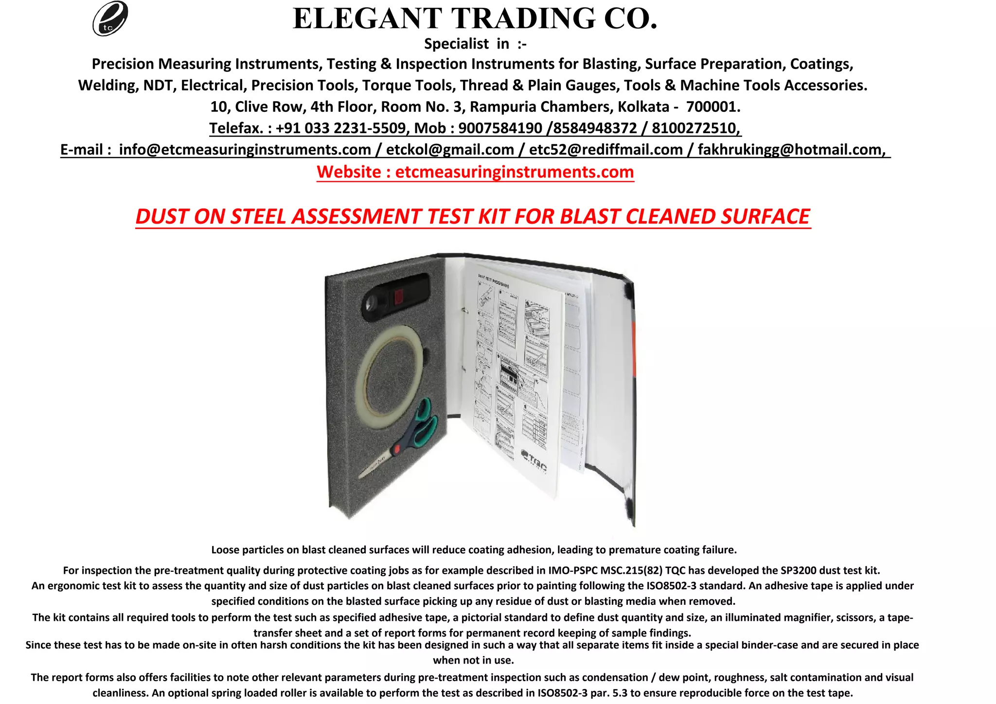 Etc dust assessment test kit | PDF