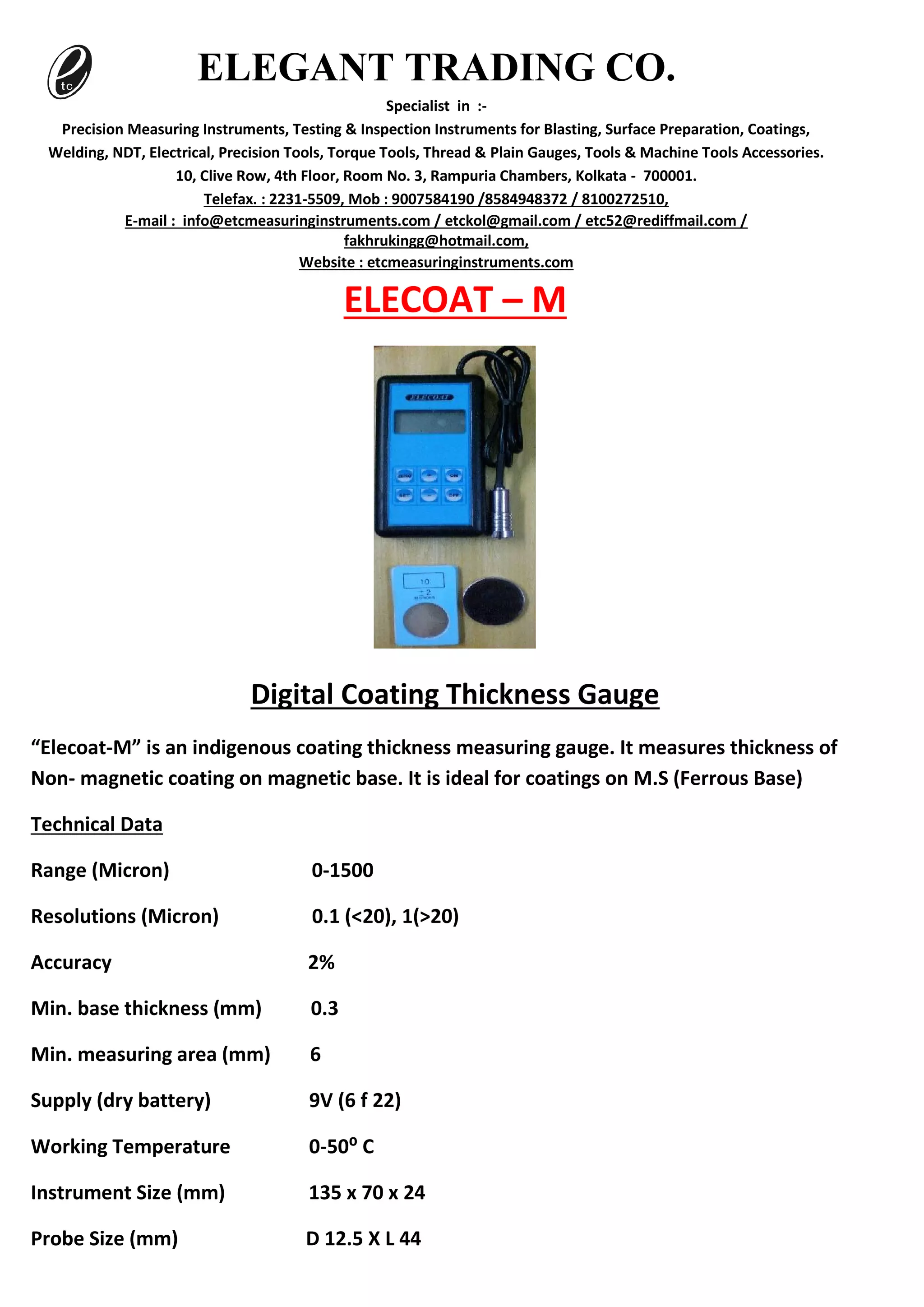 Etc elecoat m specification | PDF