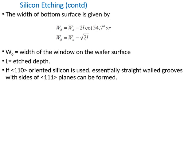 Etching in VLSI fabrication techniques of modern | PPT | Chemistry | Science