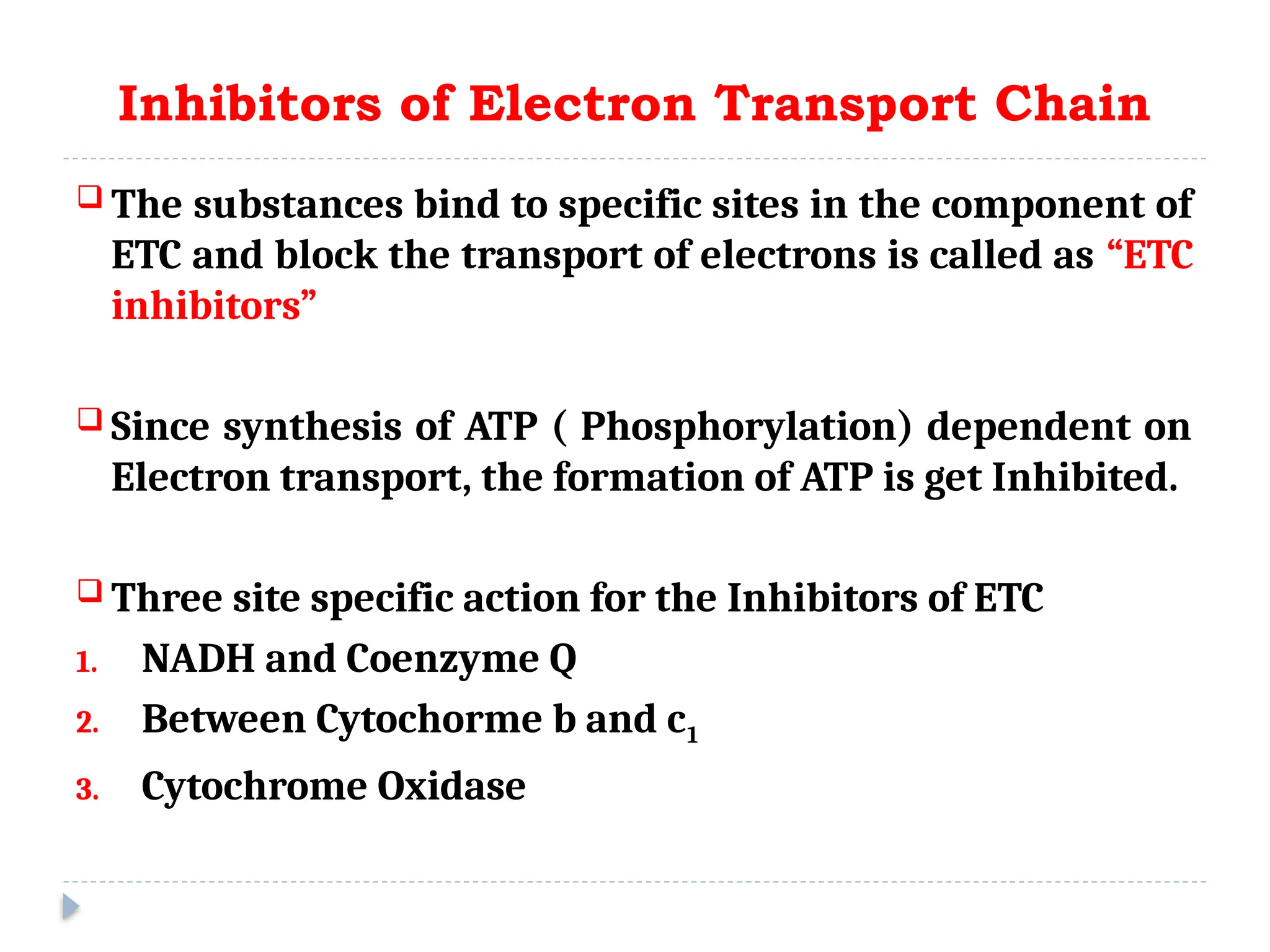 ETC Inhibitors and Uncouplers in biochemistry | PPTX