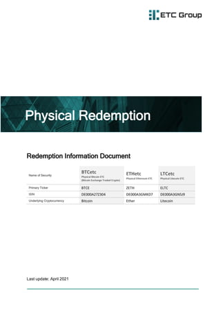 Bitcoin Exchange Traded Crypto (BTCetc) - Redemption Information ...