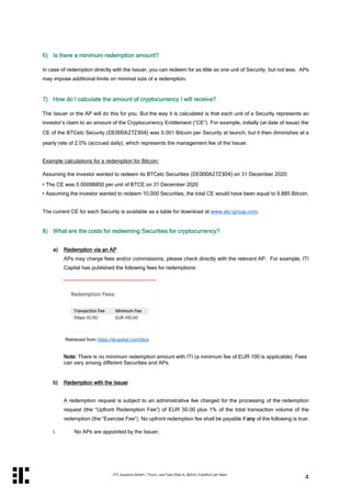 Bitcoin Exchange Traded Crypto (BTCetc) - Redemption Information Document | PDF