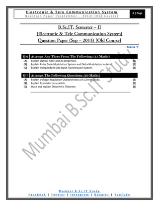 [Question Paper] Electronic & Tele Communication System (Old Course ...