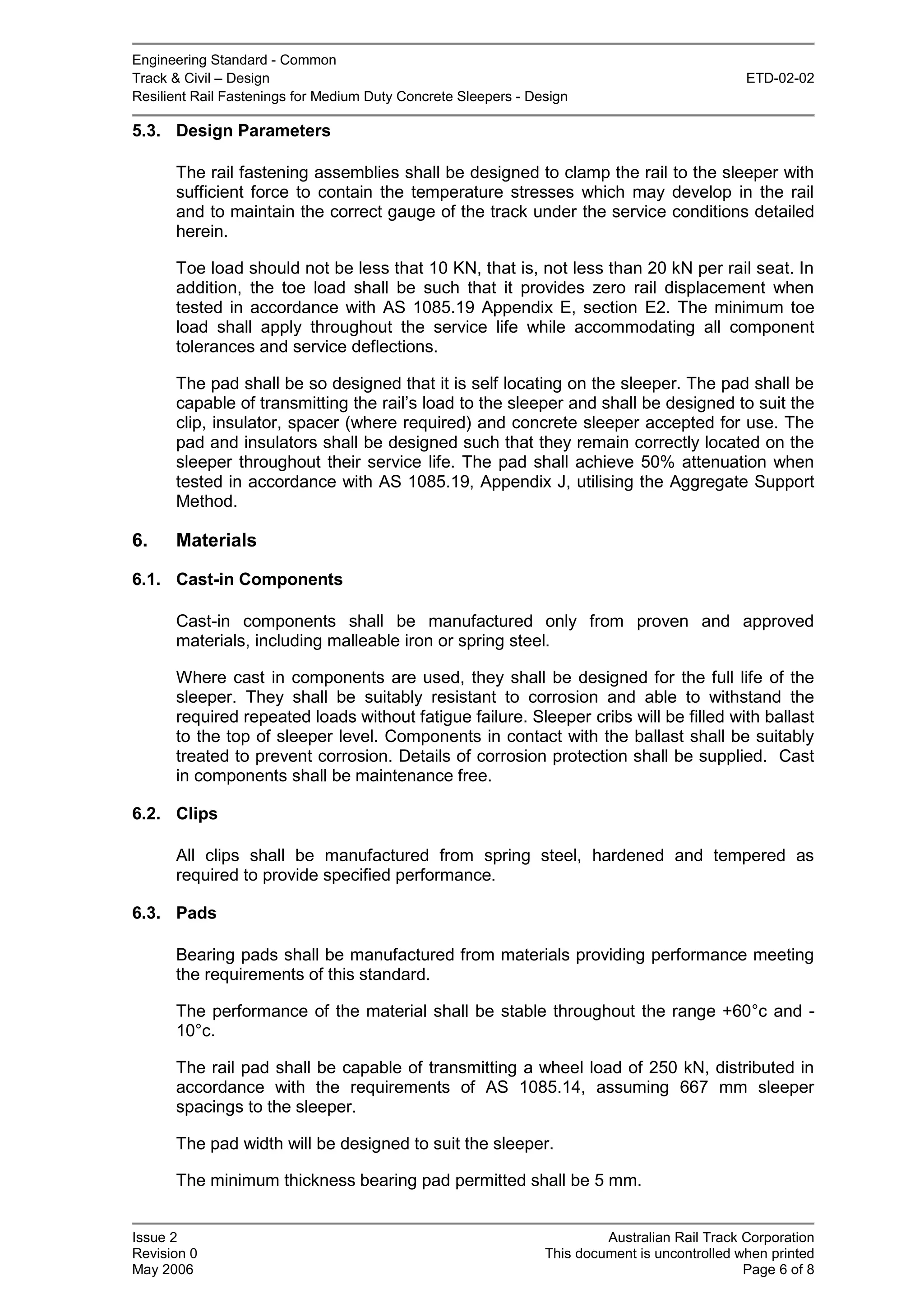 Etd 02-02 - resilient rail fastenings for concrete sleepers | PDF