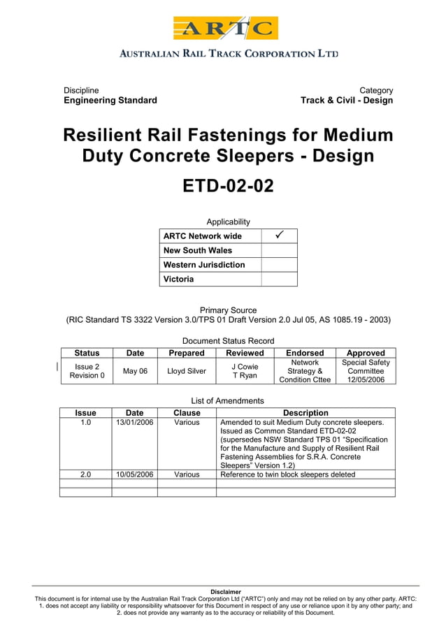 Etd 02-02 - resilient rail fastenings for concrete sleepers | PDF