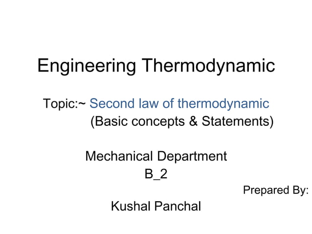 Second law of thermodynamic | PPTX