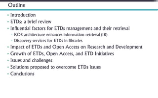 ETDs and Open Access for Research and Development: Issues and ...