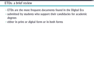 ETDs and Open Access for Research and Development: Issues and ...