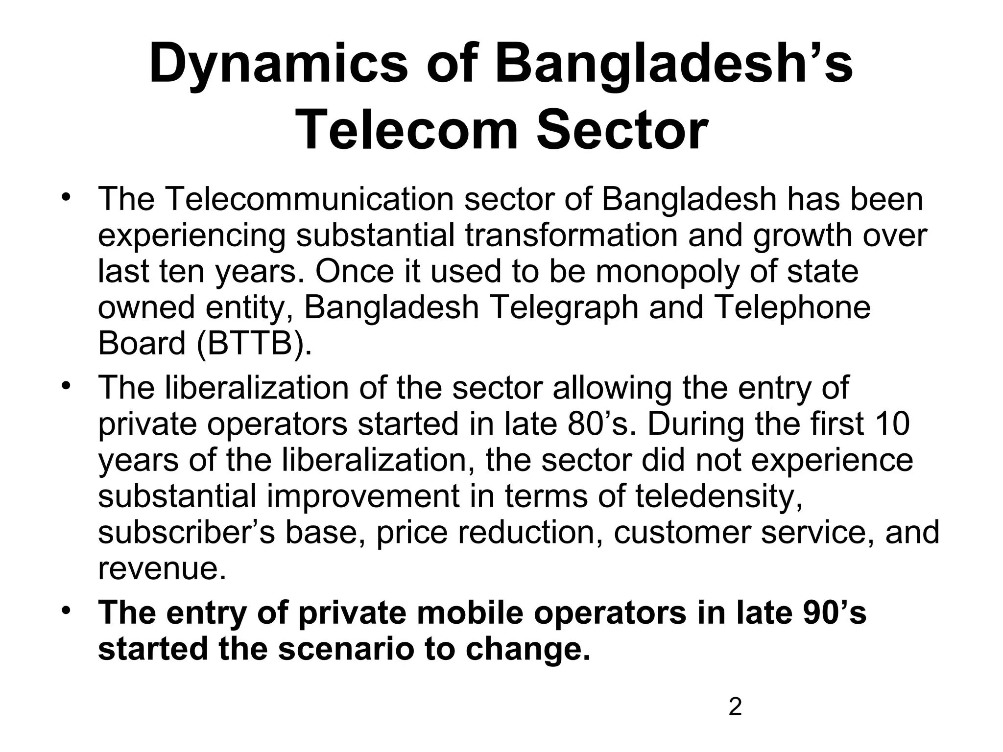 Overview of BD Telecom Operators (ETE 521 L5) | PPT