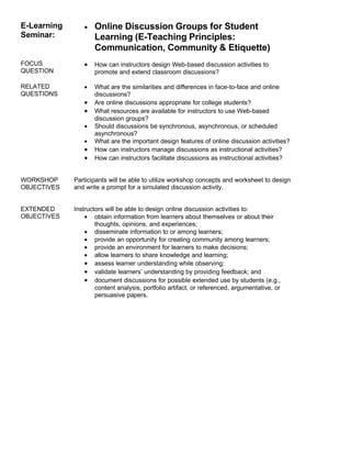 E Teaching Seminar Discussion Grps Lesson Plan | PDF