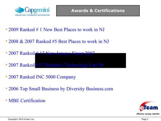E Team Corporate Presentation Capgemini | PPT