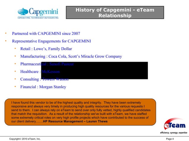 E Team Corporate Presentation Capgemini | PPT