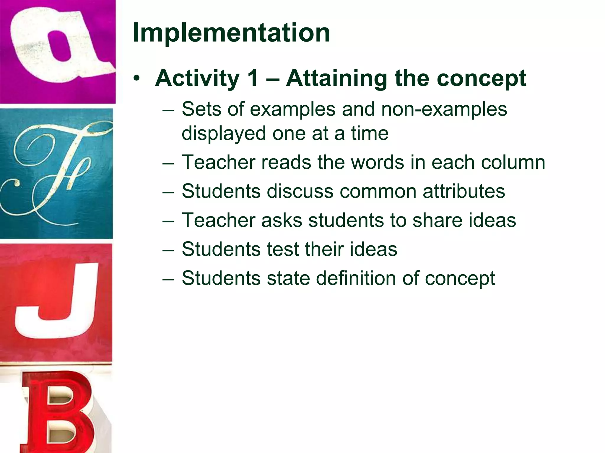 ETEC602 Green Group Concept Attainment Lesson Plan | PPTX