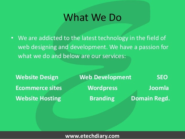 Etechdiary Website Design Company Introduction