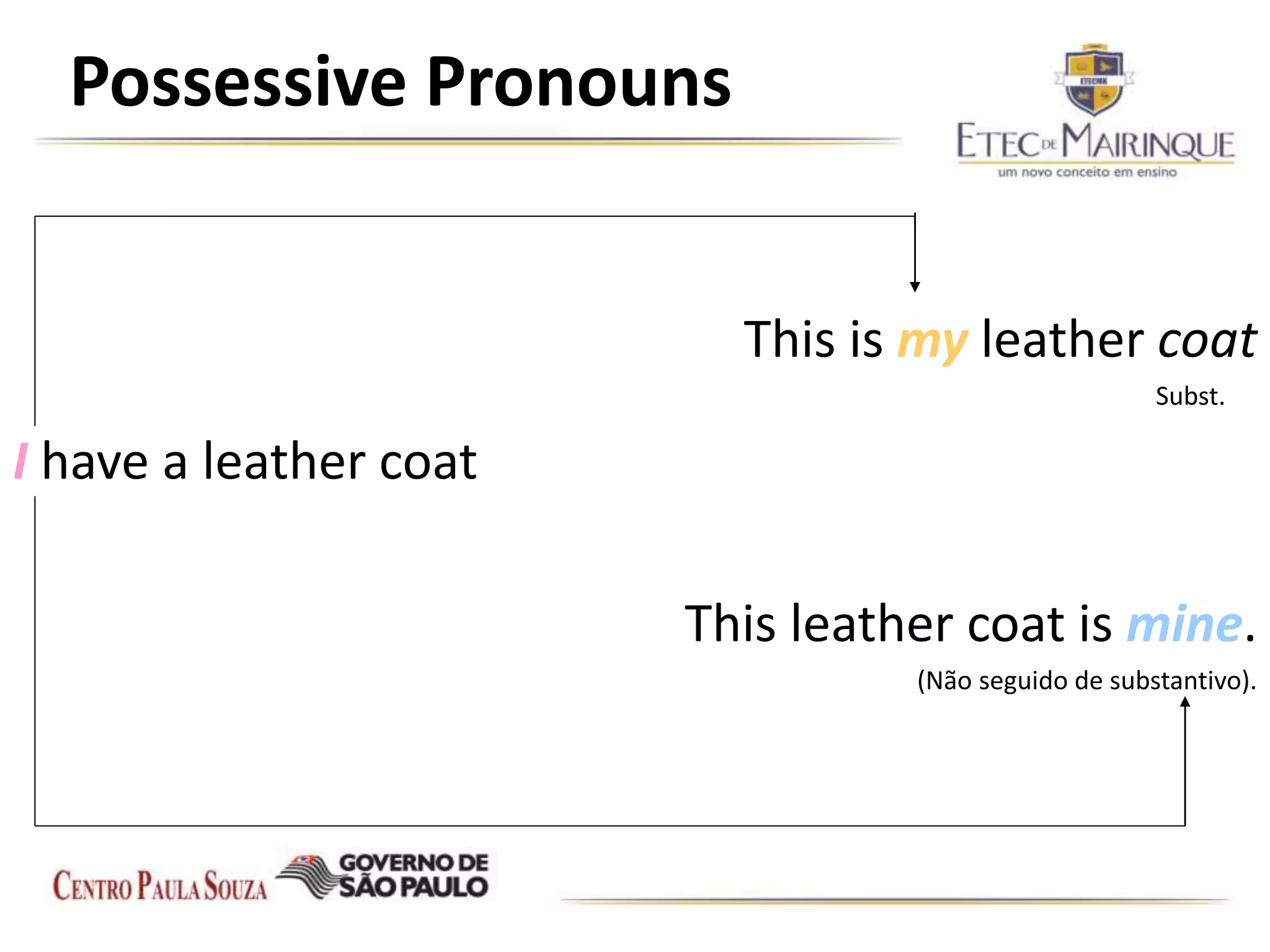 aula 06 - possessive pronouns, double possessive | PPT
