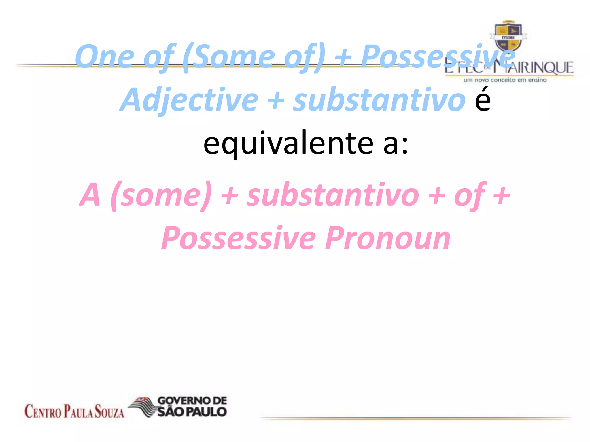 aula 06 - possessive pronouns, double possessive | PPT
