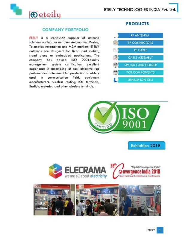 Eteily Technologies India Pvt Ltd | RF Antenna | PDF