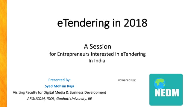 eTendering in 2018: Tenders & Entrepreneurship | PPT