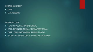 EXTENDED TOTALLY EXTRA-PERITONEAL REPAIR {eTEP} | PPTX