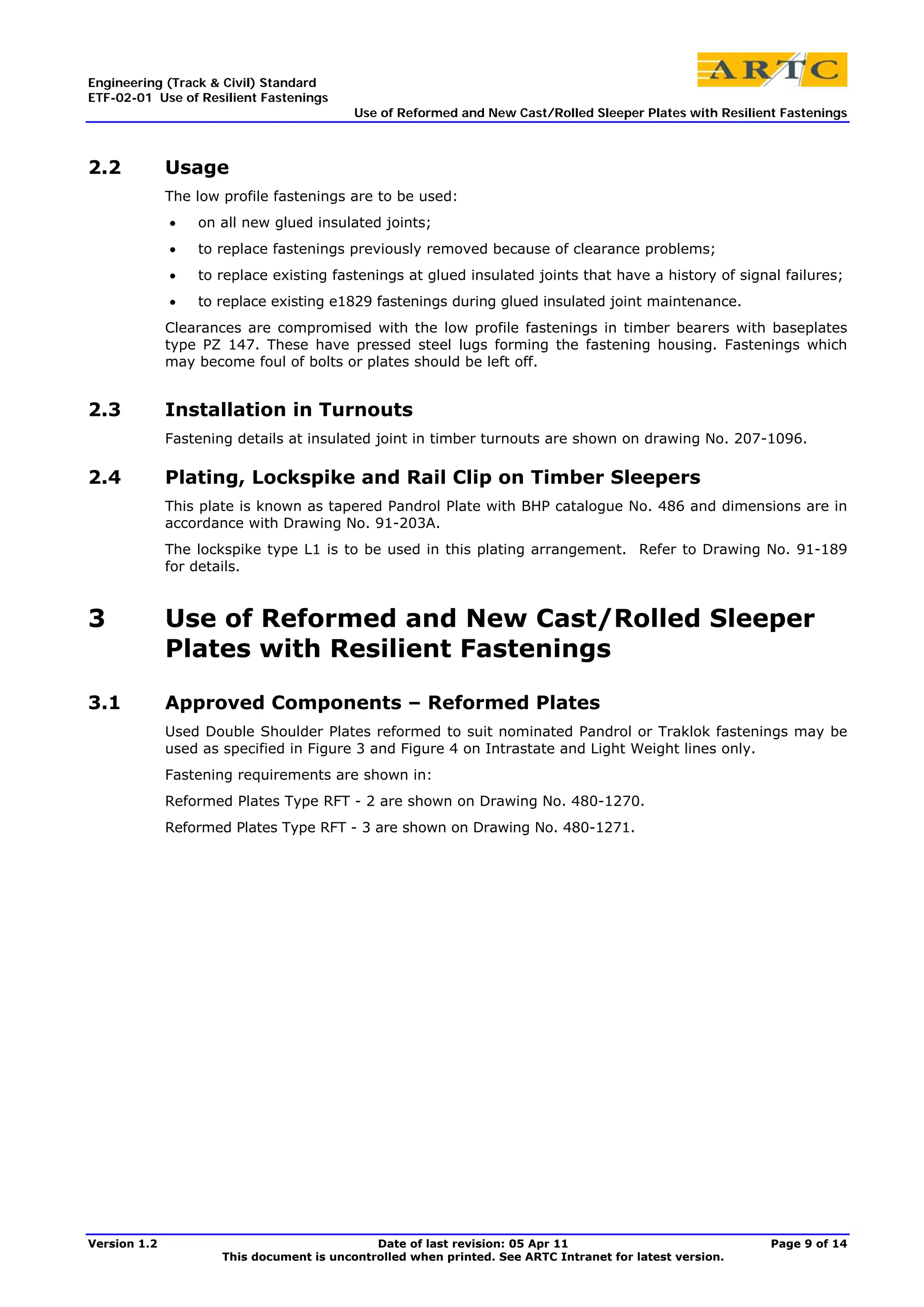 Etf 02-01 - use of resilient fastenings | PDF | Rail Travel | Travel Type