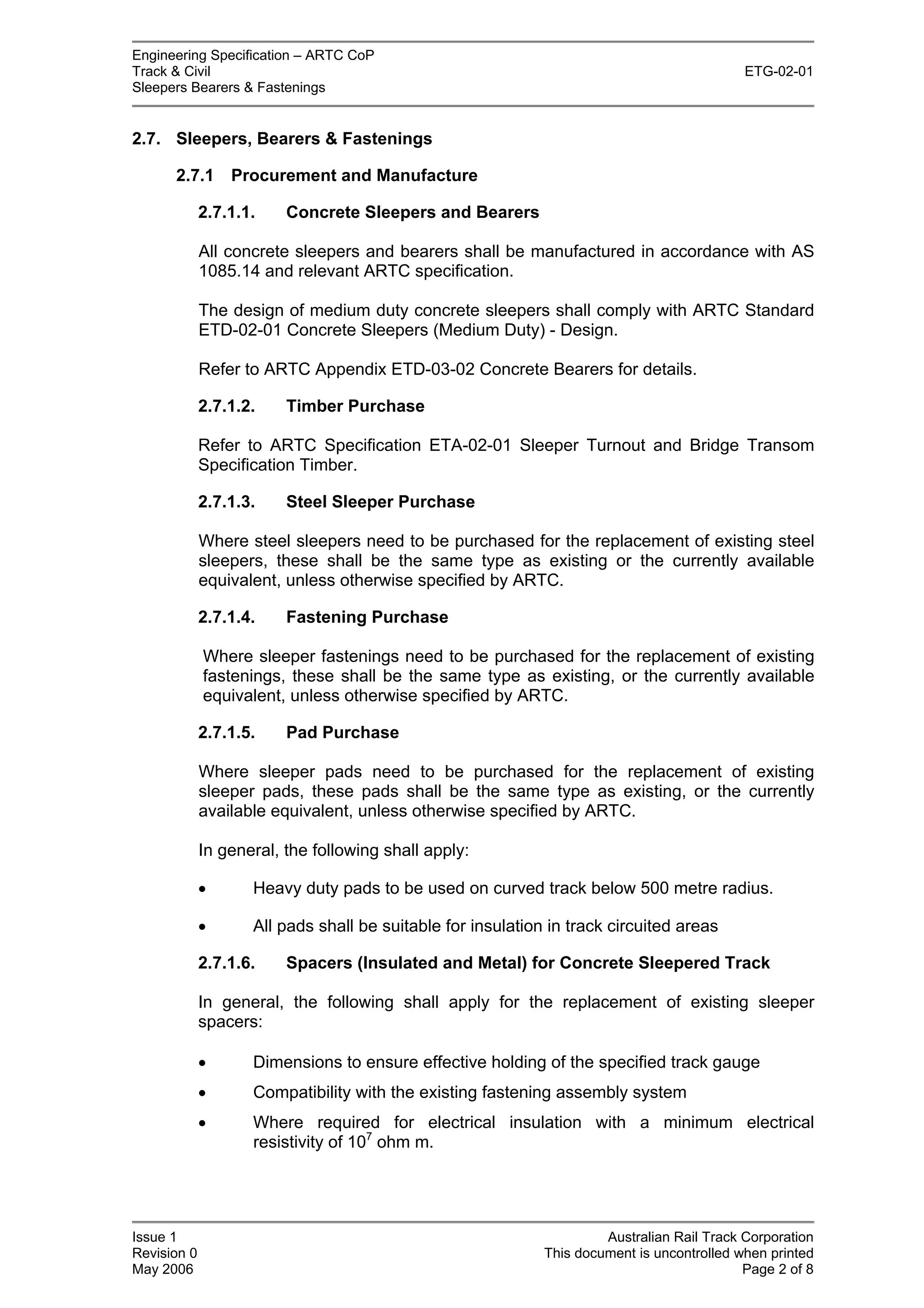 Etg 02-01 - sleepers, bearers and fastenings | PDF