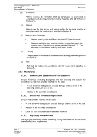 Etg 02-01 - sleepers, bearers and fastenings | PDF