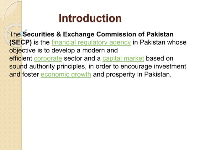 SECP(Security exchange&commission of Pakistan) | PPT