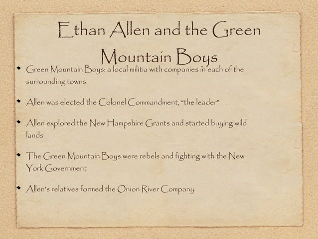 Ethan alee and the green mountain boys | KEY