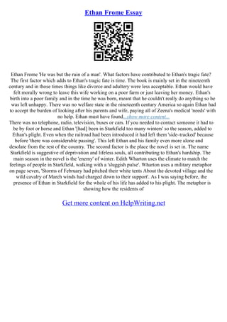 Ethan Frome Essay | PDF