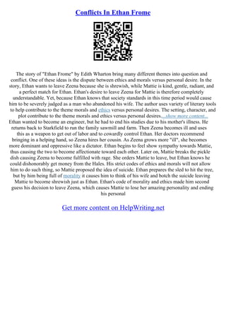 Ethan Frome Essay | PDF | Drama | Genres