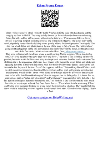 Ethan Frome Essay | PDF | Drama | Genres
