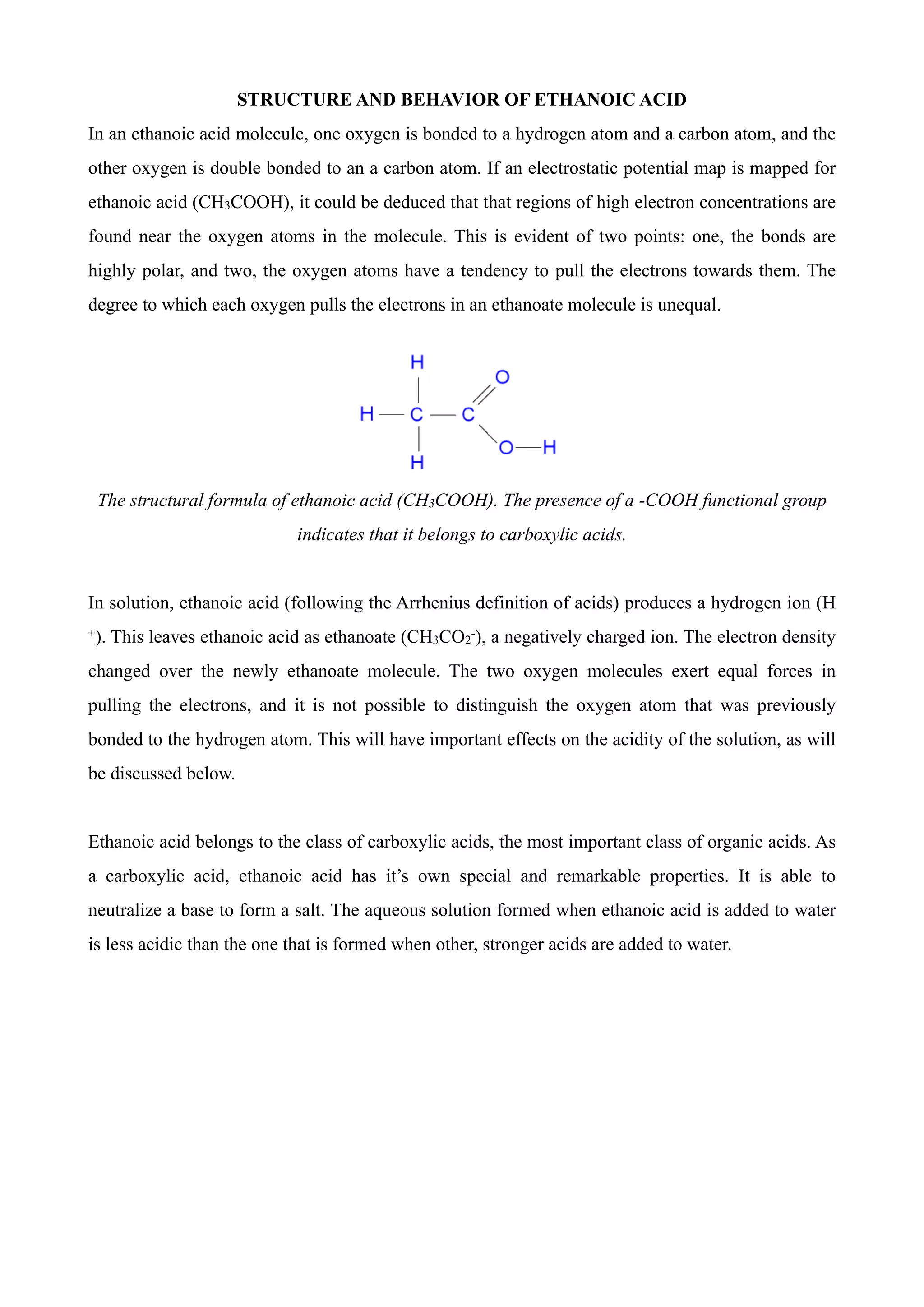 Ethanoic acid project | PDF