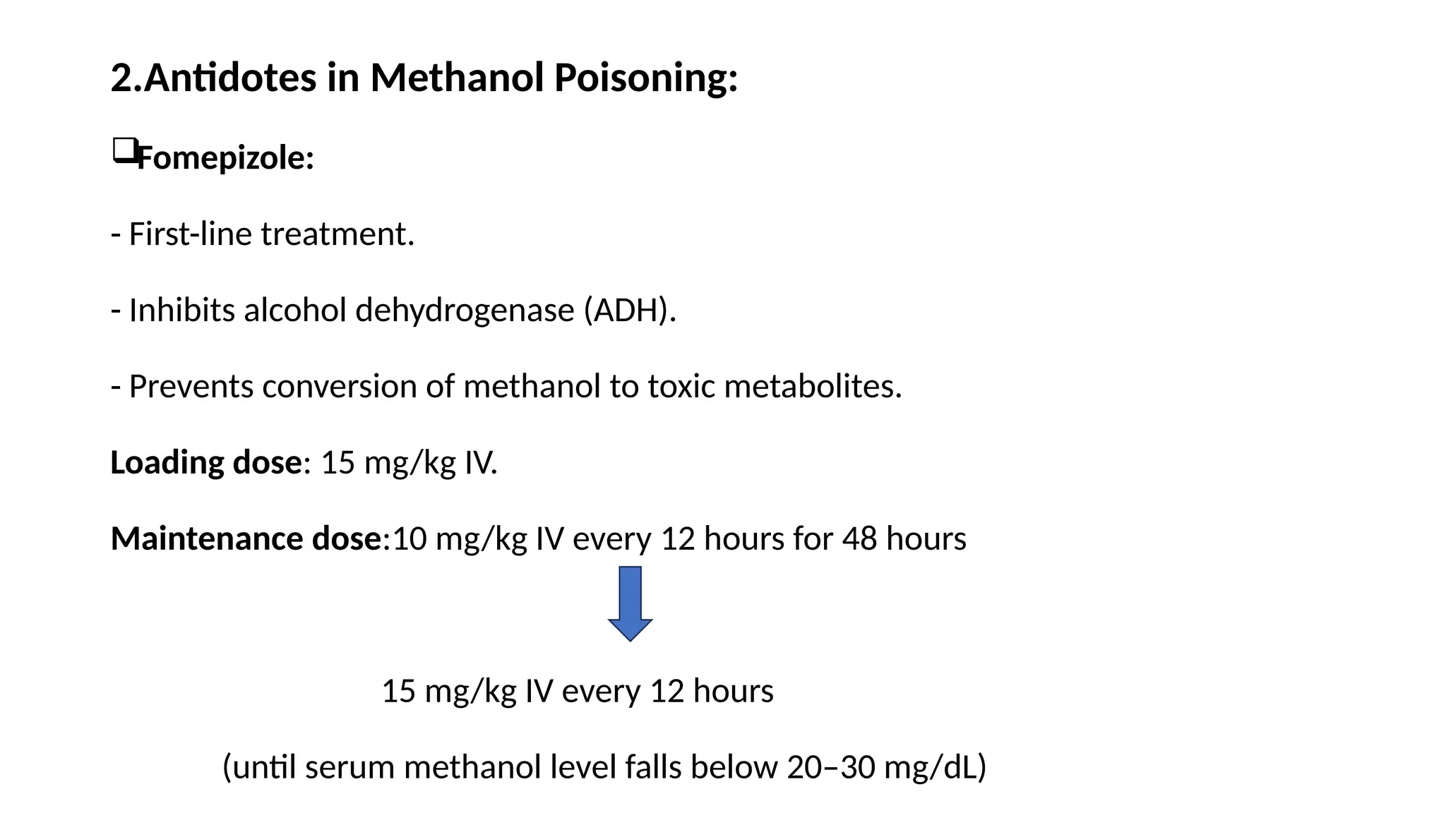 Describe the symptoms and management of ethanol and methanol poisonings ...